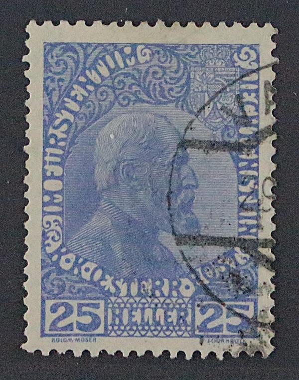 Liechtenstein 3 yb, 25 h. carta normale, buon colore, timbro pulito, KW 780,- €
